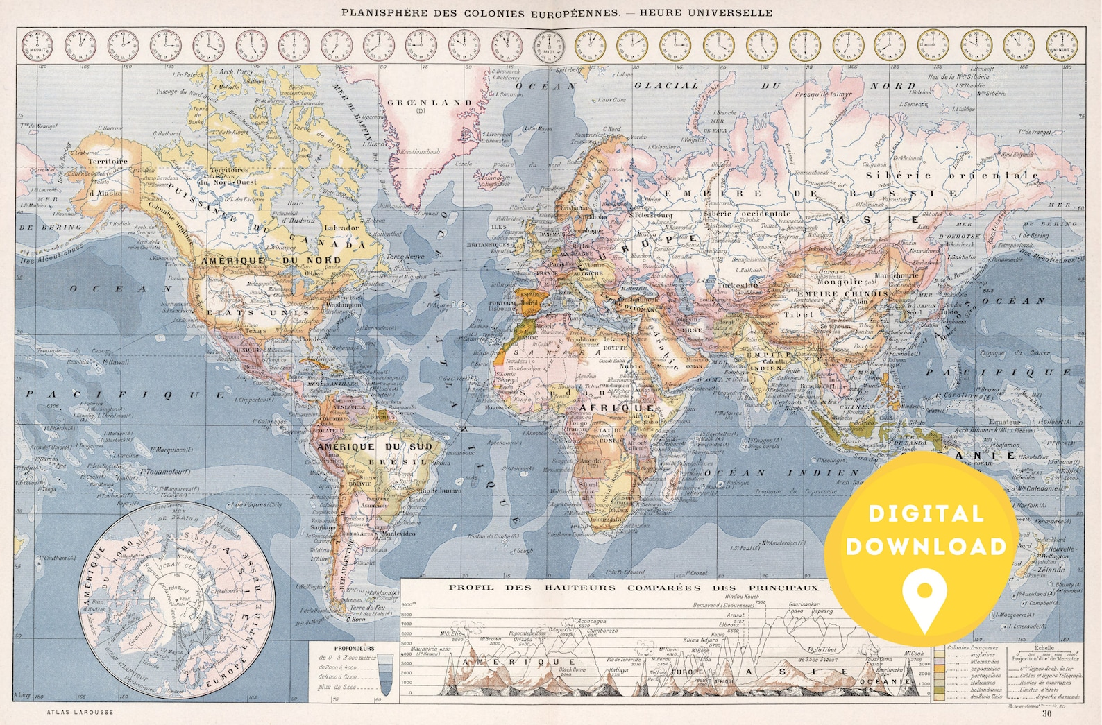 World Map. 1900, Digital Download, Vintage Map, Retro Map, Antique ...
