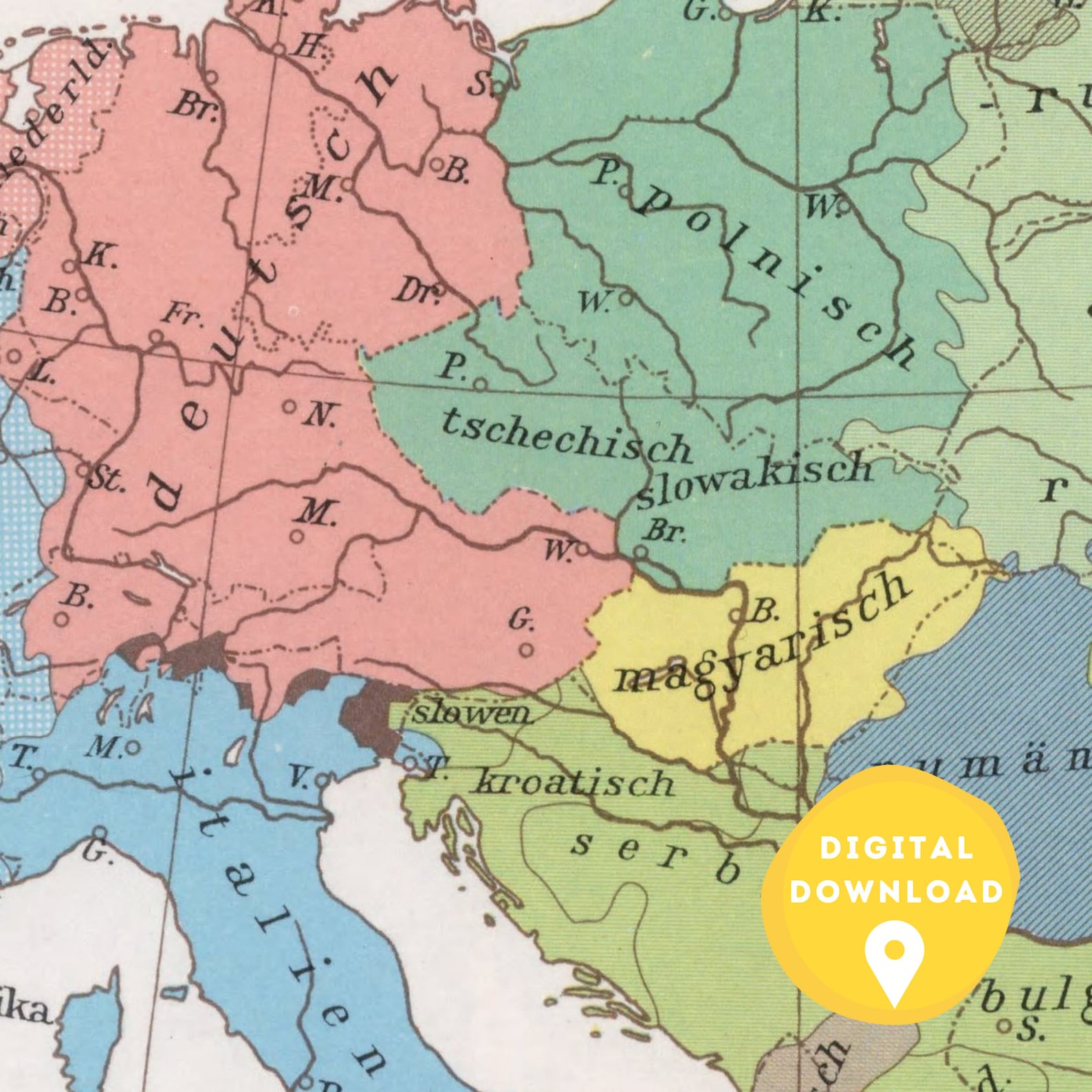 Digital Political Map of Europe 1950s, Printable European Map, Europe ...