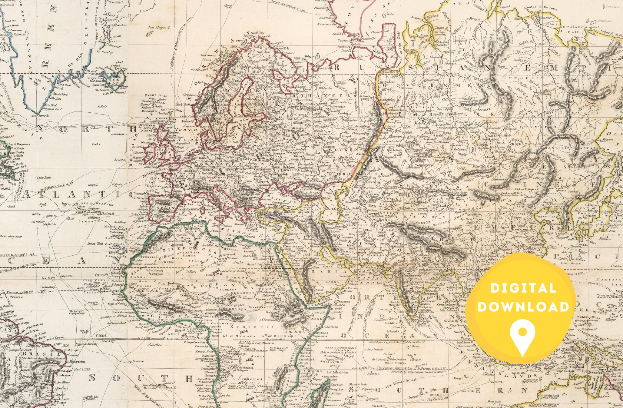 1841 World Map Print: Antique Style (digital Download) - Etsy