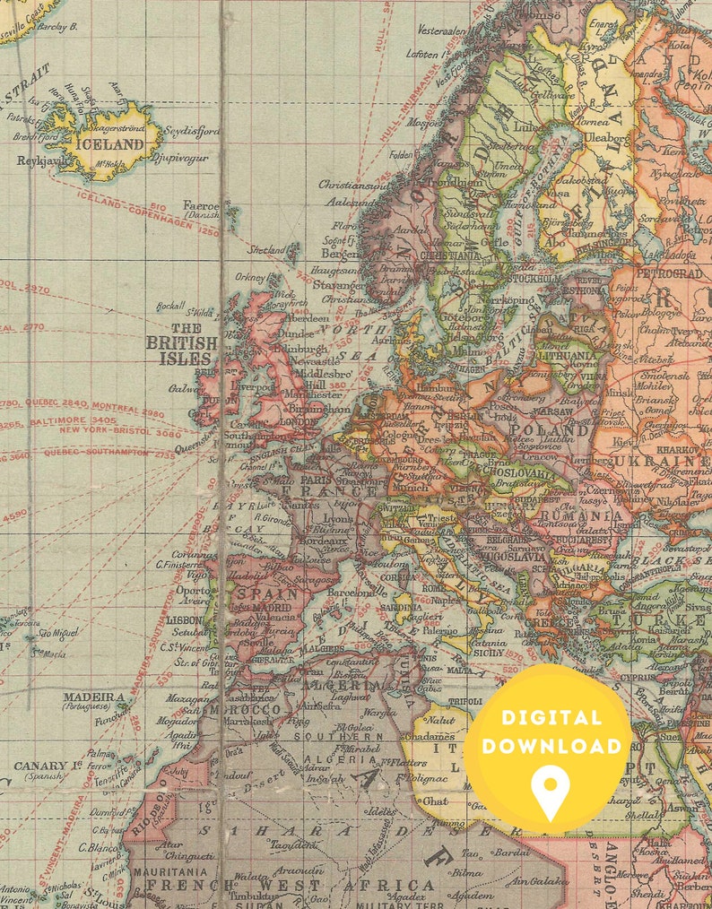 Vintage World Map Print: 1922 Antique Atlas (digital Download) - Etsy