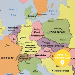 1970s Europe Political Map: Vintage Style Wall Art (digital Download ...
