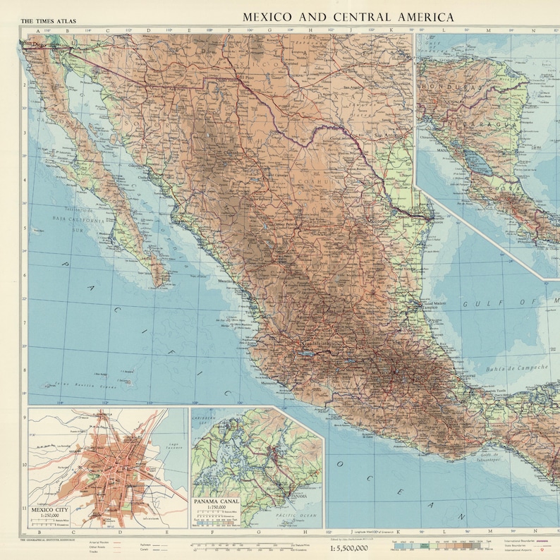 Mexico & Central America Map Poster: Vintage Style (digital Download ...