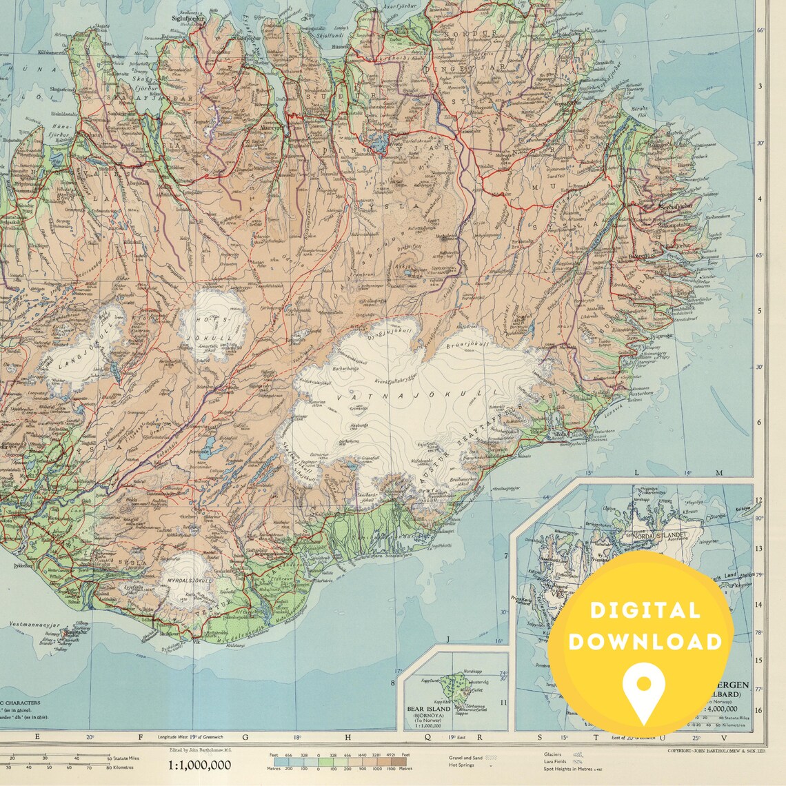 Map of Iceland, Iceland Map Print, Iceland Poster, Iceland Map, Iceland ...