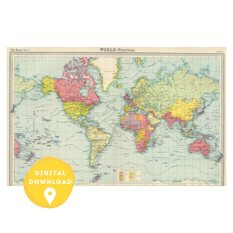 Atlas Mountains World Map - Etsy