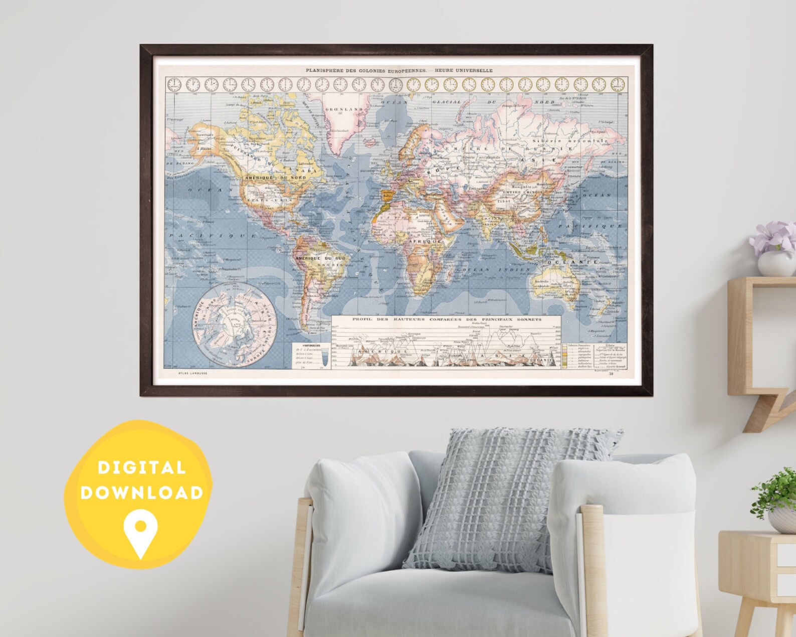 World Map. 1900, Digital Download, Vintage Map, Retro Map, Antique ...
