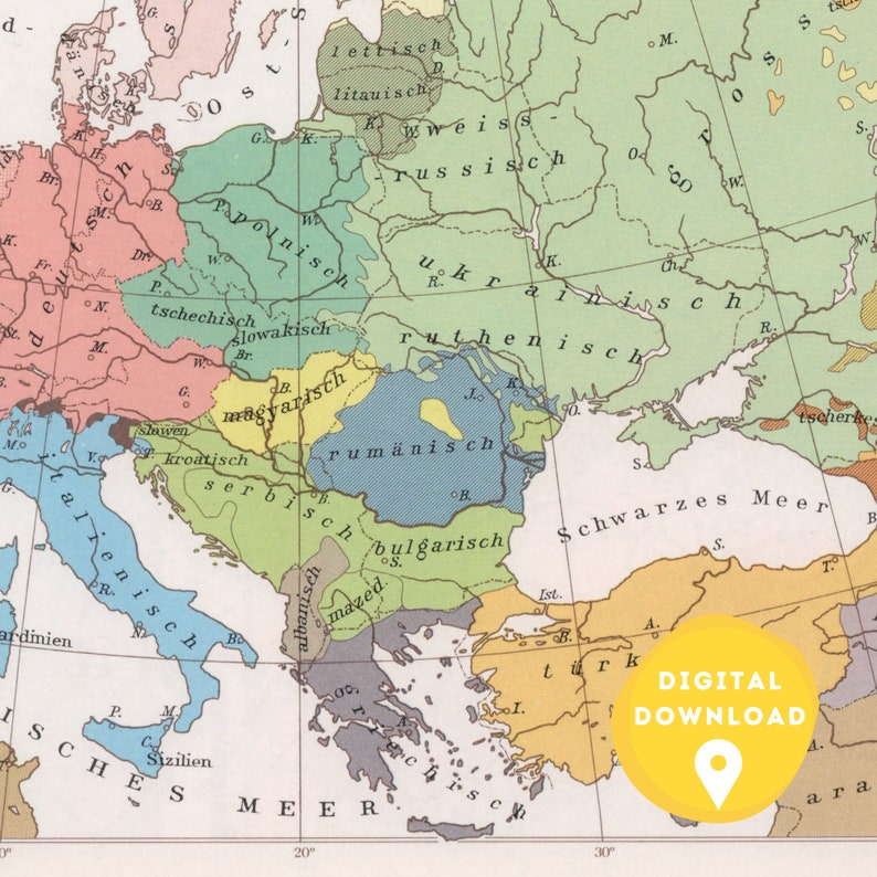1950s Europe Political Map: Vintage Style Wall Art (digital Download ...