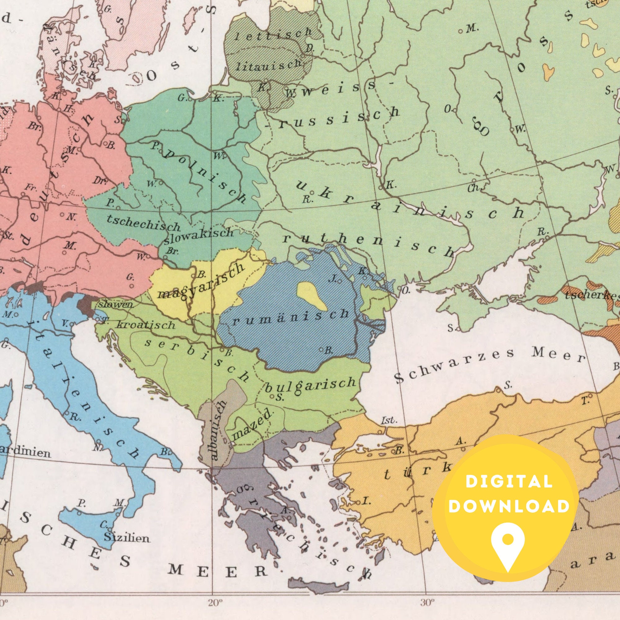 Digital Political Map of Europe 1950s, Printable European Map, Europe ...