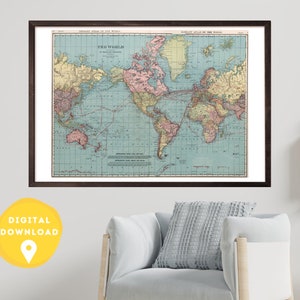 World Map. 1912, Digital Download, Vintage Map, Retro Map, Antique ...