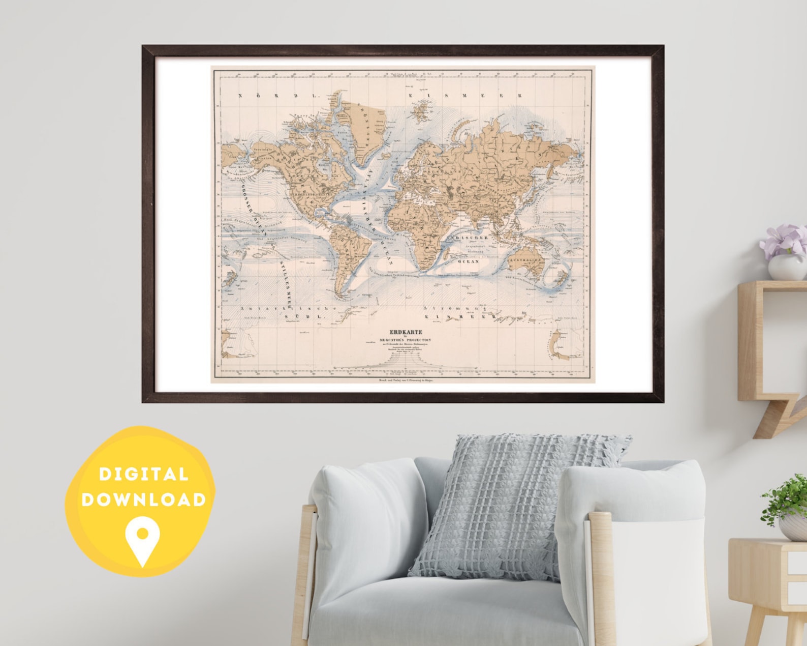 World Map, Vintage School Map, 1800s Map World Atlas, Printable Art Map ...