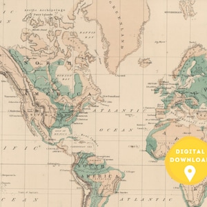 1870 World Map: Vintage Terrain Map (digital Download) - Etsy