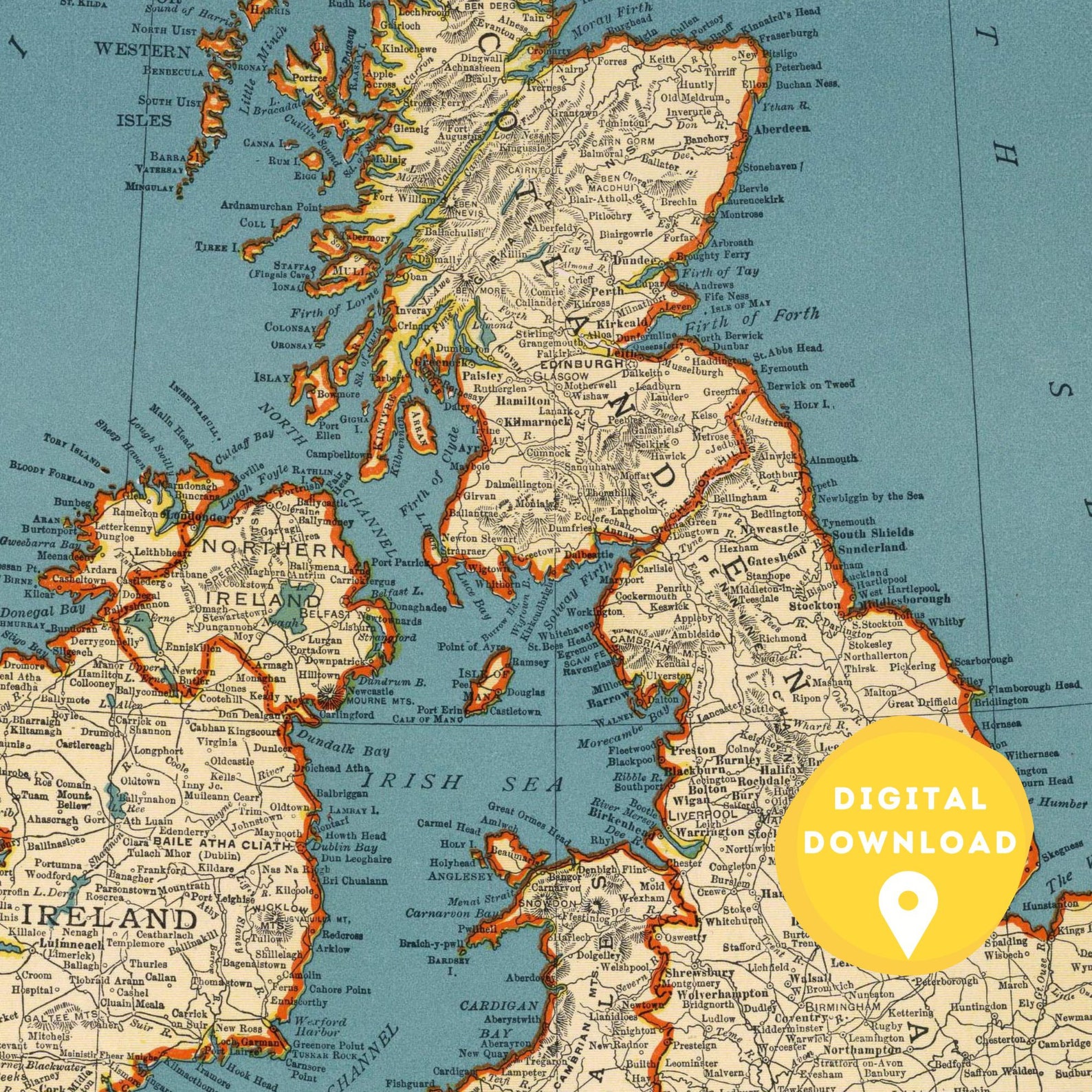 Map of UK, Printable British Map, UK Map Poster, United Kingdom Map, UK ...