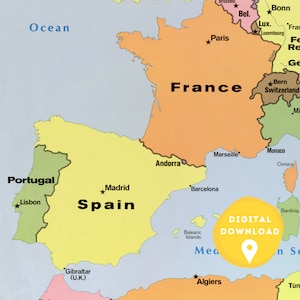 1970s Europe Political Map: Vintage Style Wall Art (digital Download ...