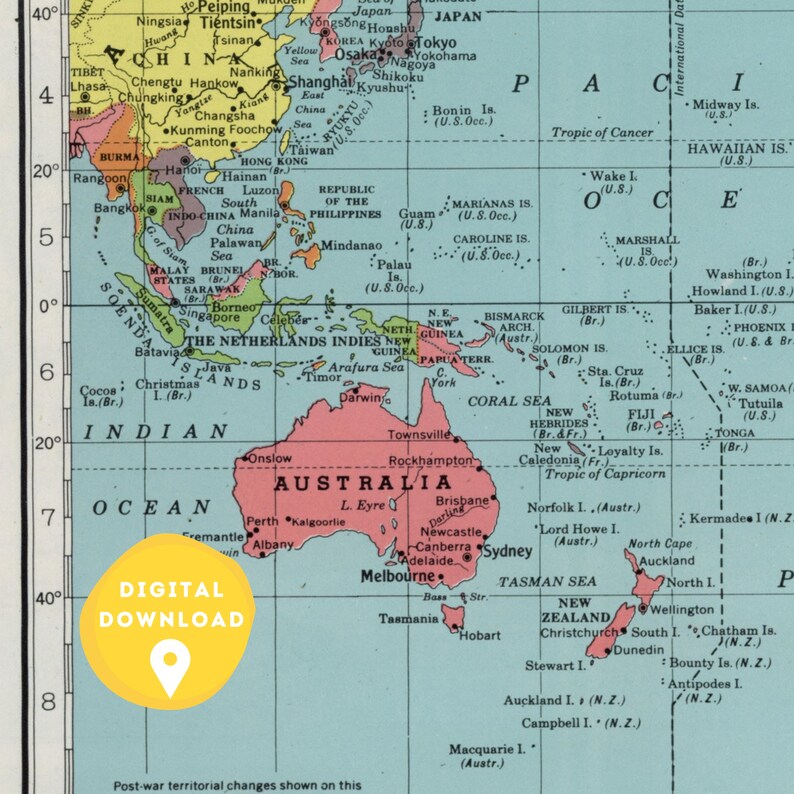 World Map Poster, World Atlas, Printable Map, World Map Countries ...