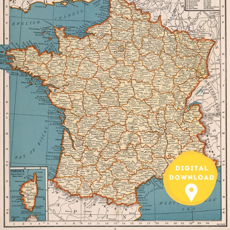 Map of France, Printable France Map, France Map Poster, France Map ...