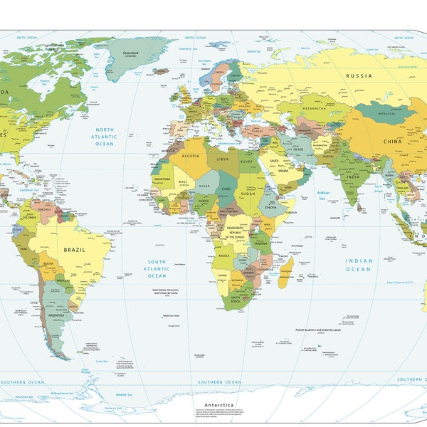 World Map Poster - Etsy