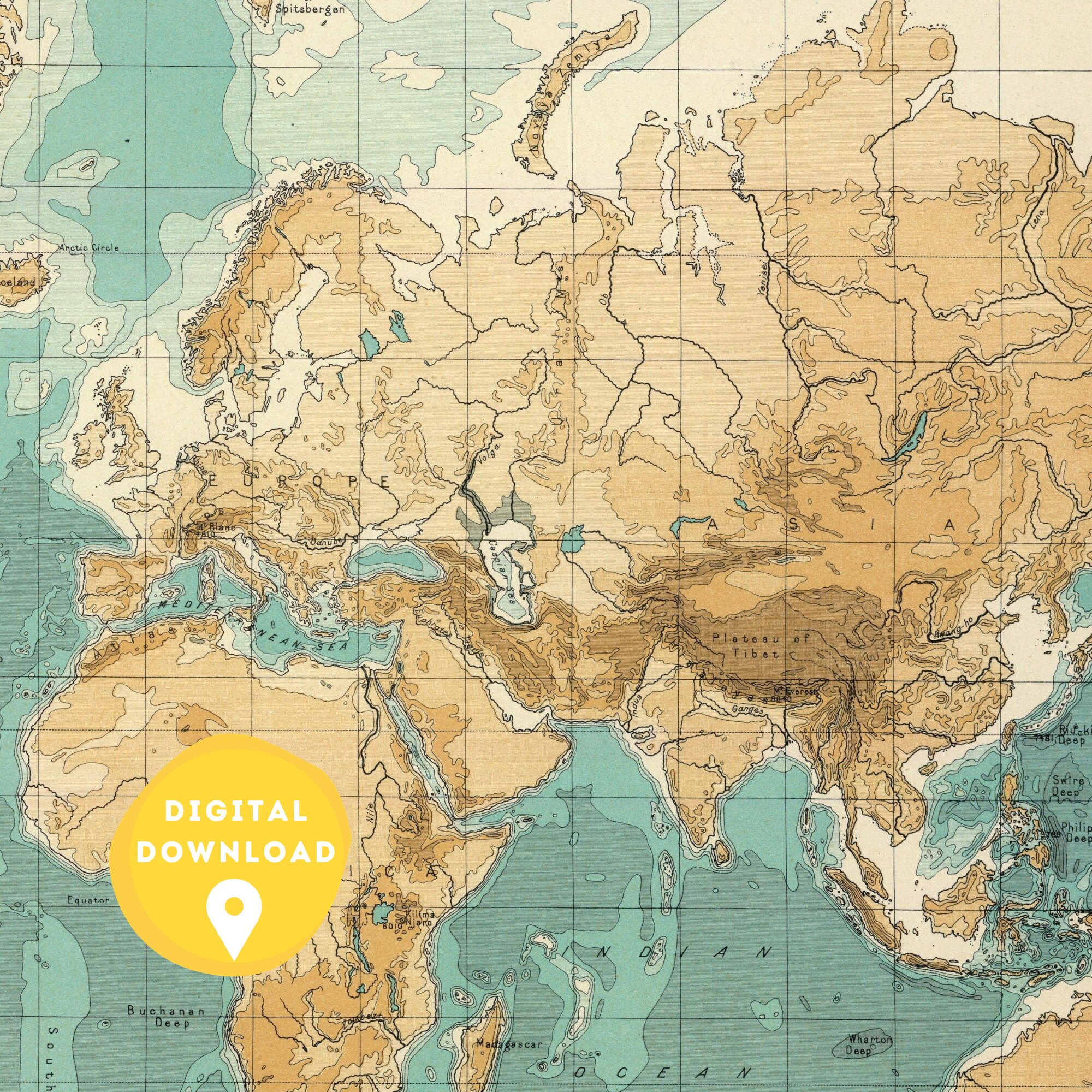 World Map Poster, World Atlas, Printable Map, World Map Countries ...