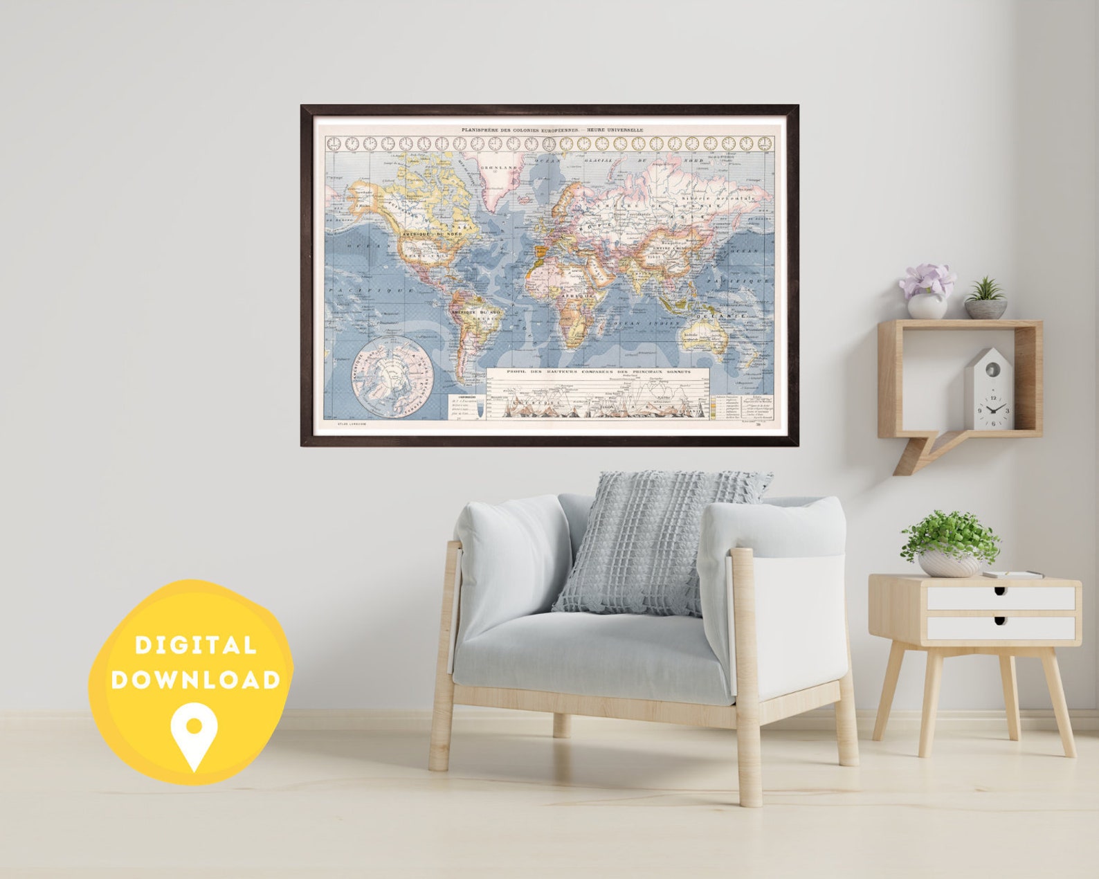 World Map. 1900, Digital Download, Vintage Map, Retro Map, Antique ...