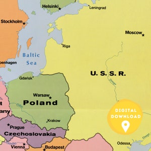 1970s Europe Political Map: Vintage Style Wall Art (digital Download ...