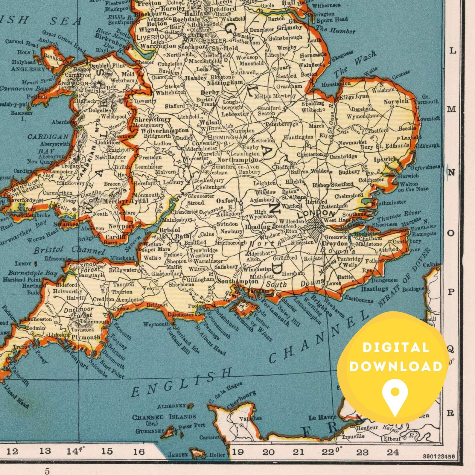 Map of UK, Printable British Map, UK Map Poster, United Kingdom Map, UK ...