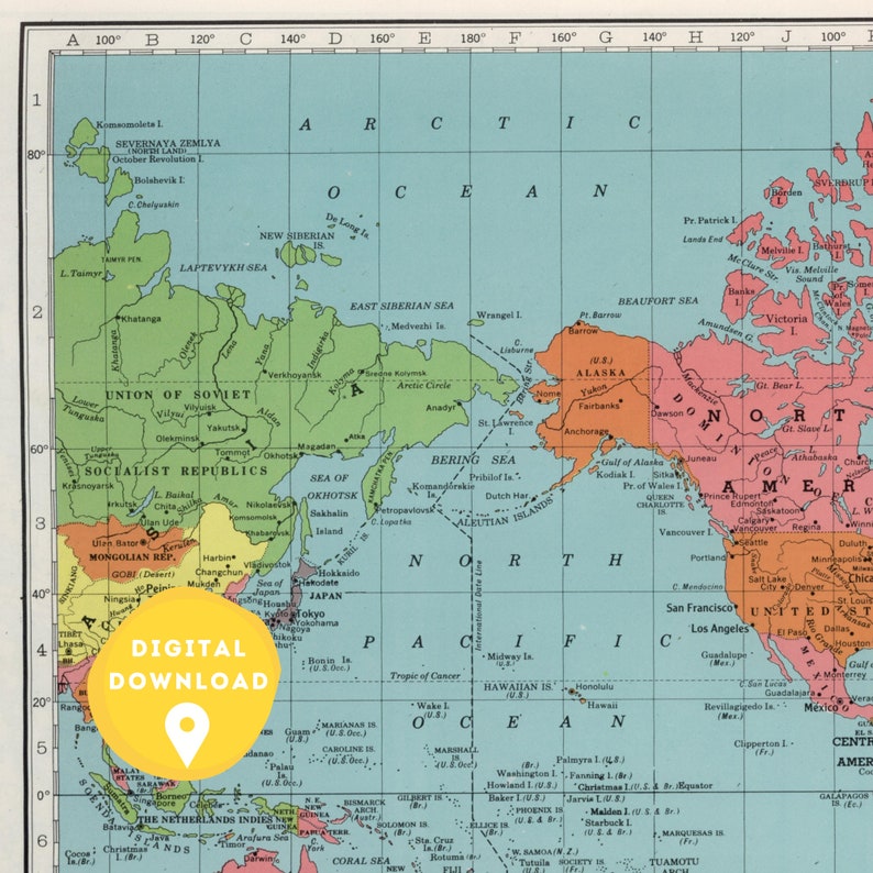 World Map Poster, World Atlas, Printable Map, World Map Countries ...