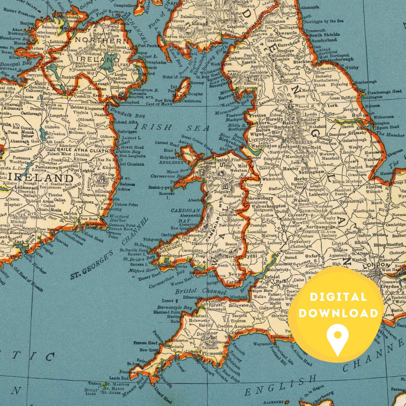 Map of UK, Printable British Map, UK Map Poster, United Kingdom Map, UK ...