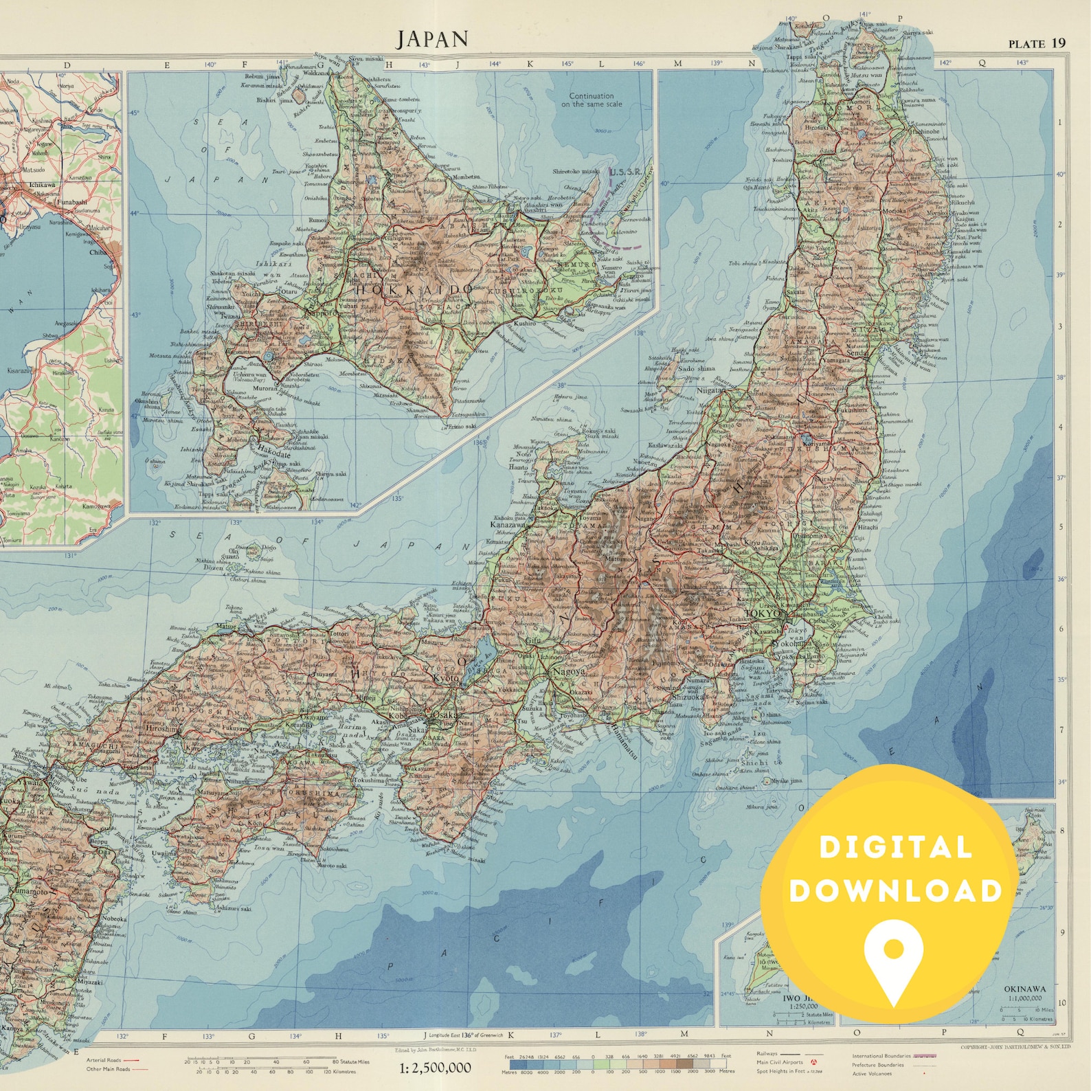 Vintage Japan Map Print: Detailed Japanese Cartography (digital ...