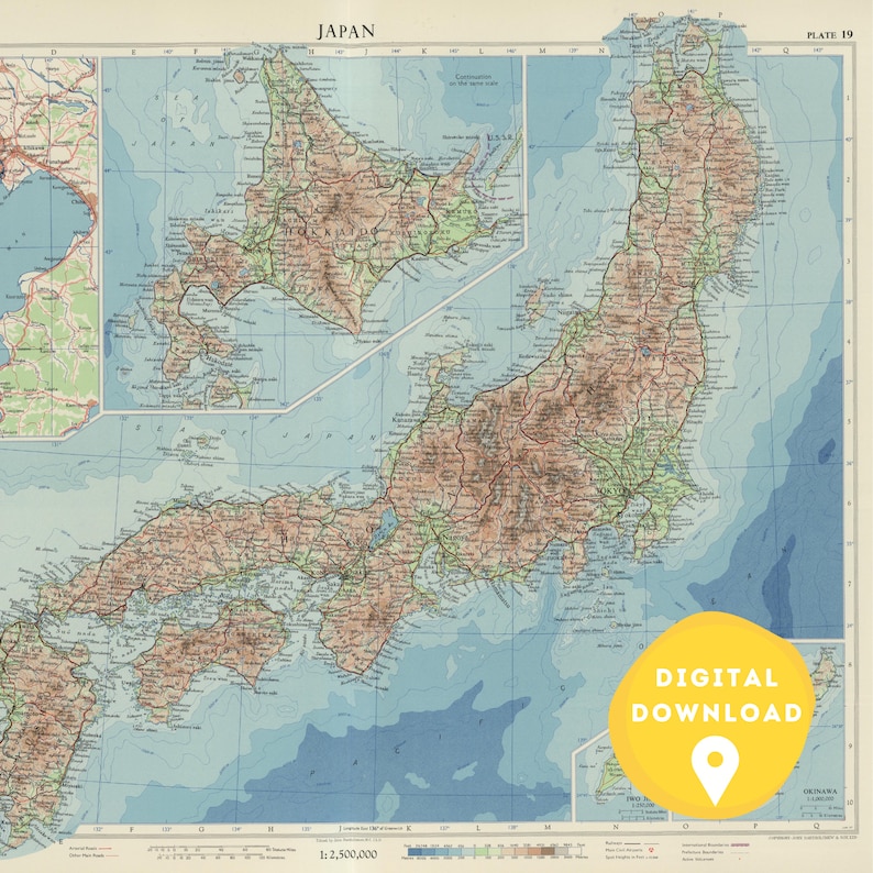 Vintage Japan Map Print: Detailed Japanese Cartography (digital ...