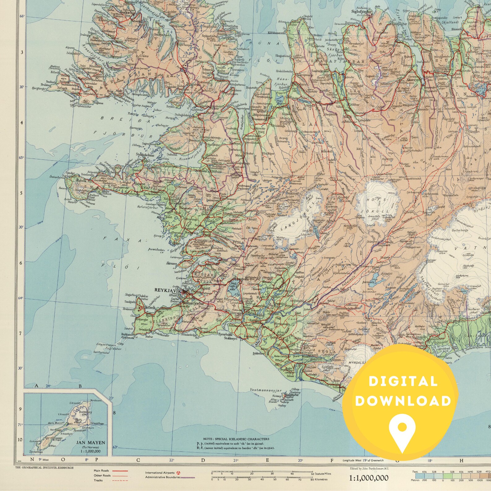 Map of Iceland, Iceland Map Print, Iceland Poster, Iceland Map, Iceland ...