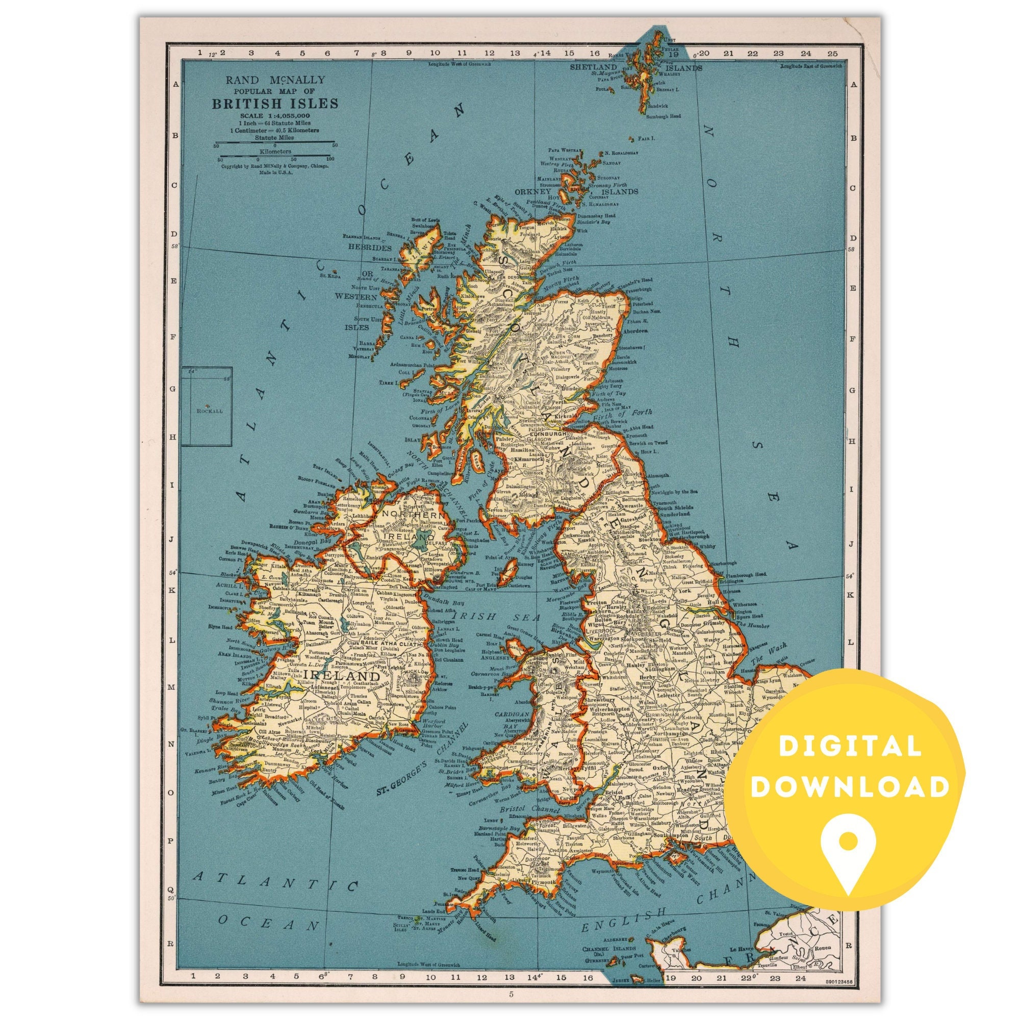 Map of UK, Printable British Map, UK Map Poster, United Kingdom Map, UK ...