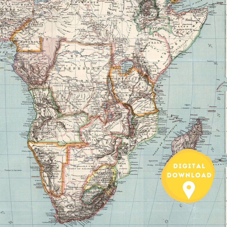Digital Africa Map, Printable Africa Map, Africa Map Poster, Countries ...