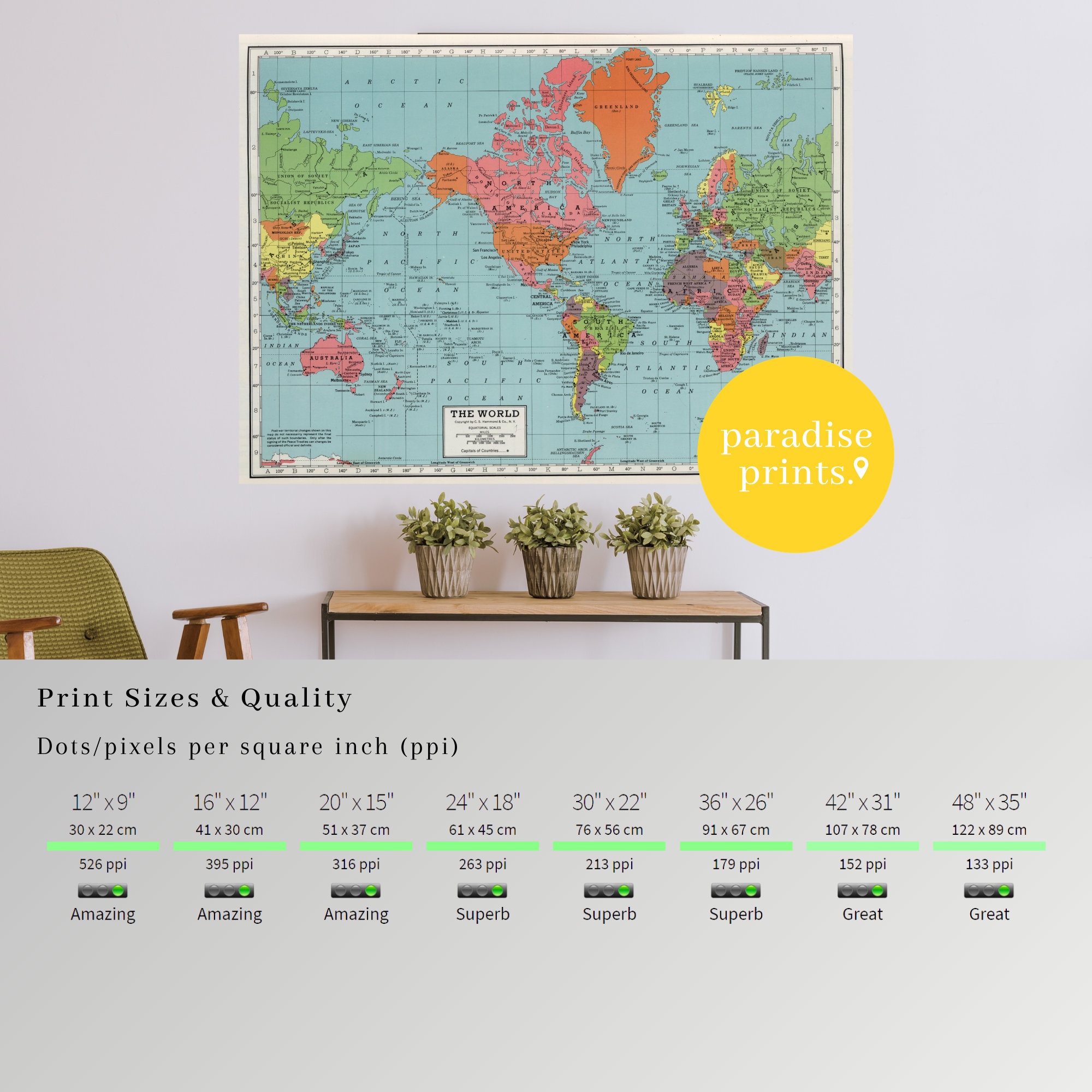 Vintage World Map Poster: 1948 World Atlas (digital Download) - Etsy