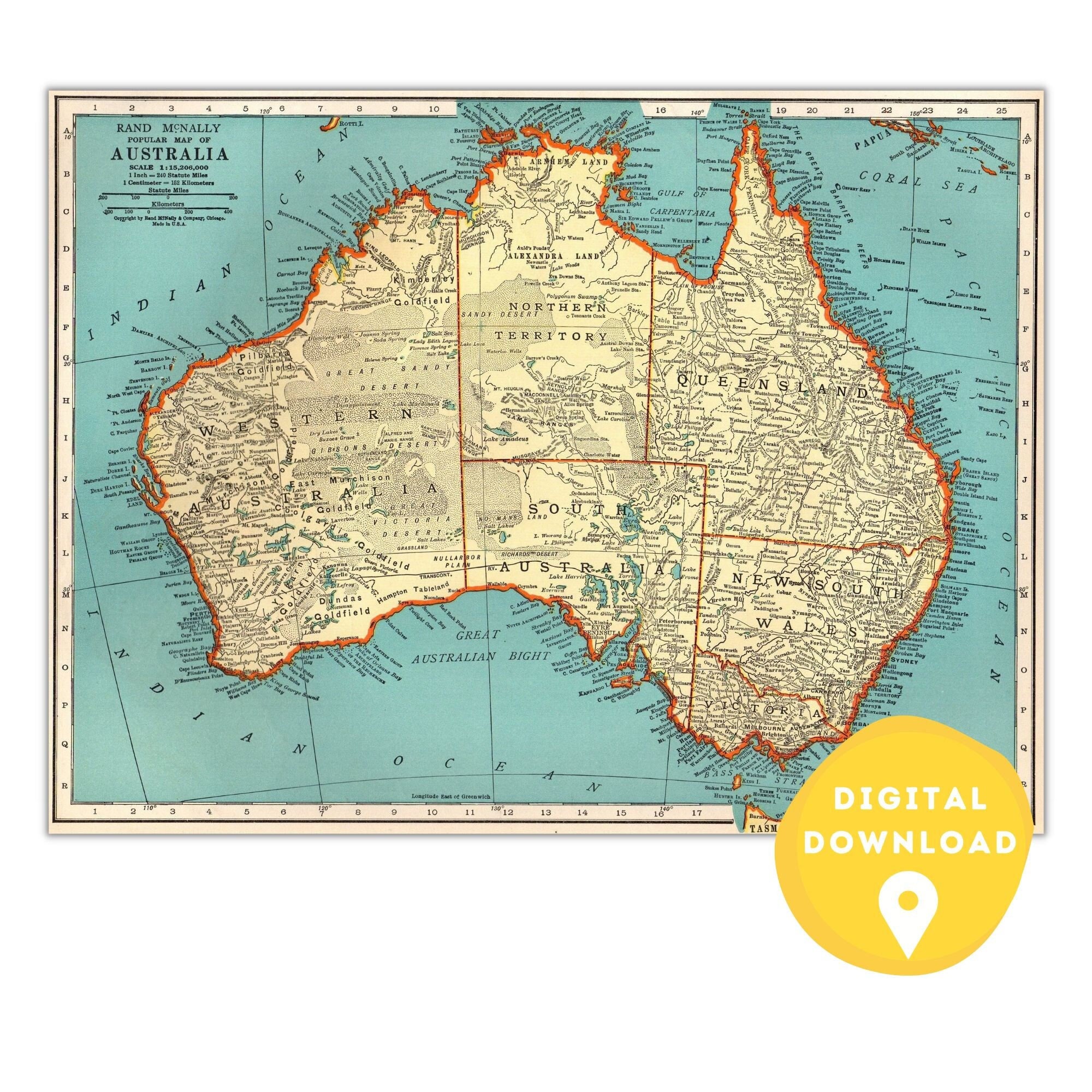 Map of Australia, Printable Australia Map, Australia Map Poster ...