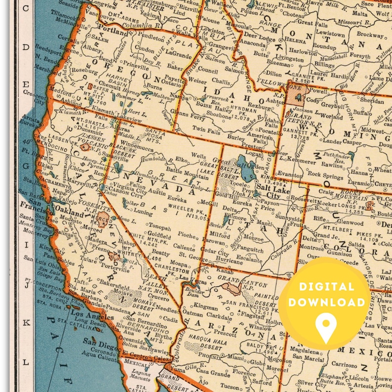 Usa Landkarte, Druckbare Usa Karte, us Map Poster, Usa Karte, Us Wall ...