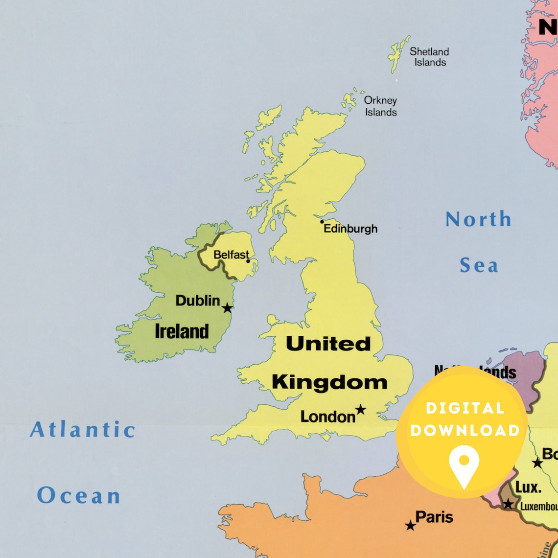 1970s Europe Political Map: Vintage Style Wall Art (digital Download ...