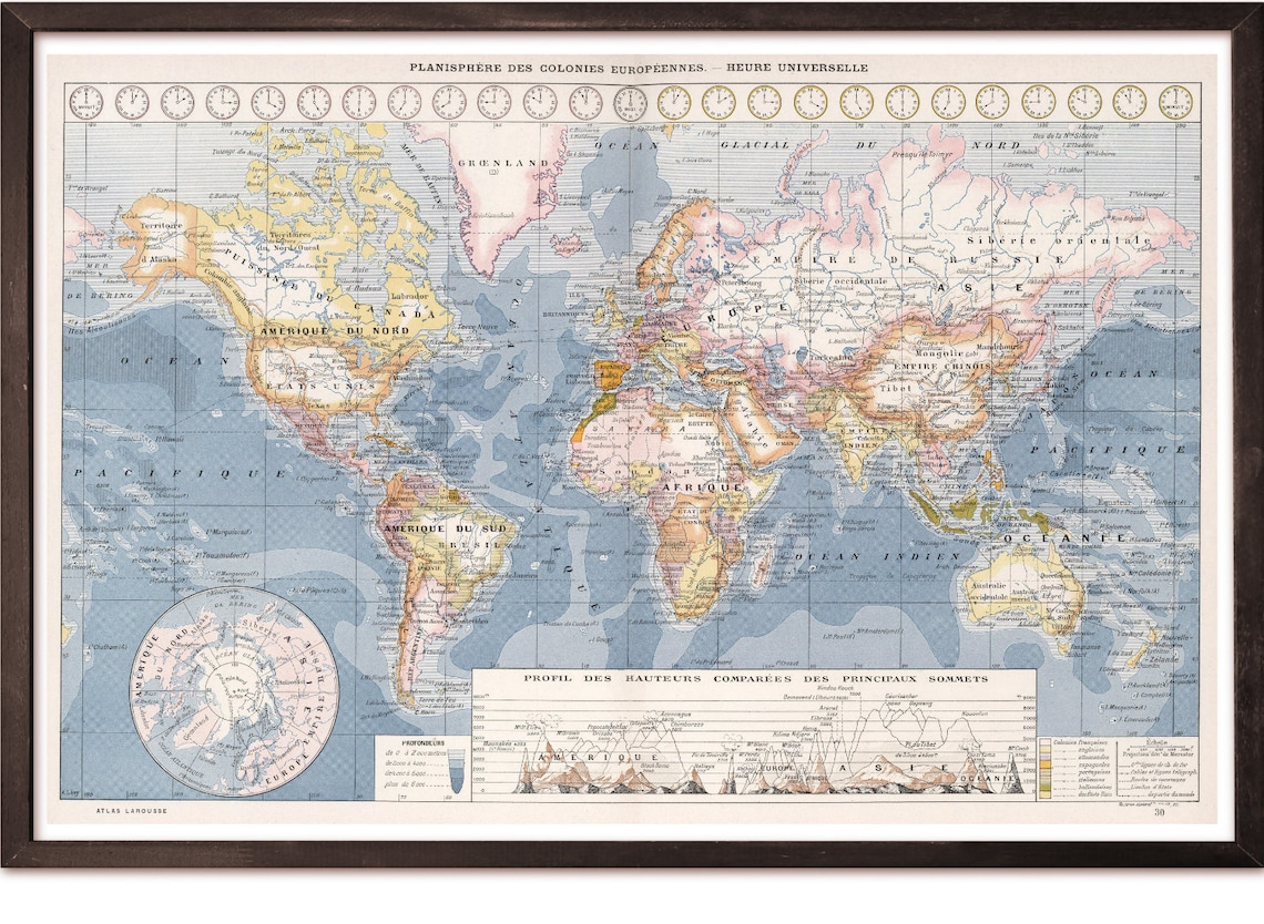 Mapa del mundo. 1900, descarga digital, mapa vintage, mapa retro, mapa ...