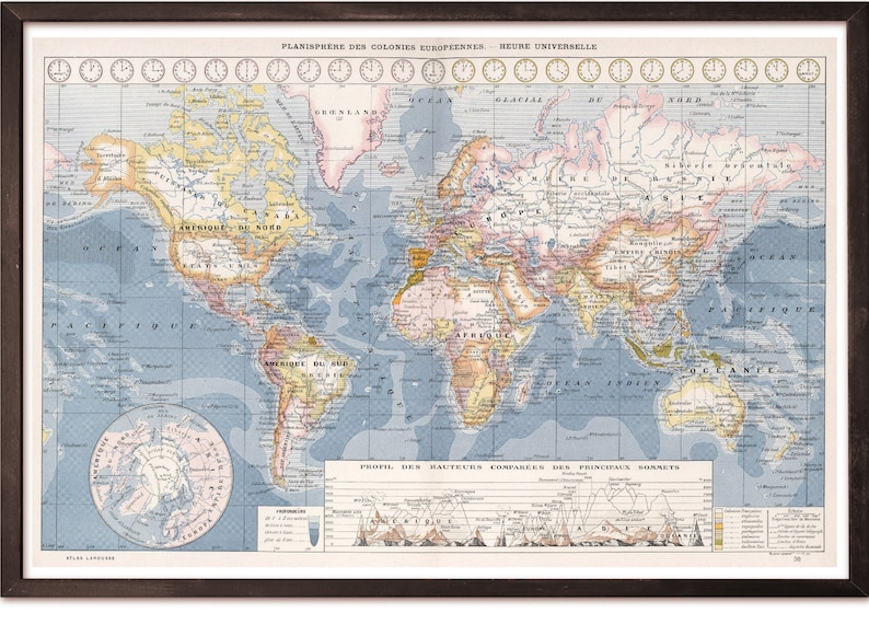 Antique World Map Print: 1900s Retro Style (digital Download) - Etsy
