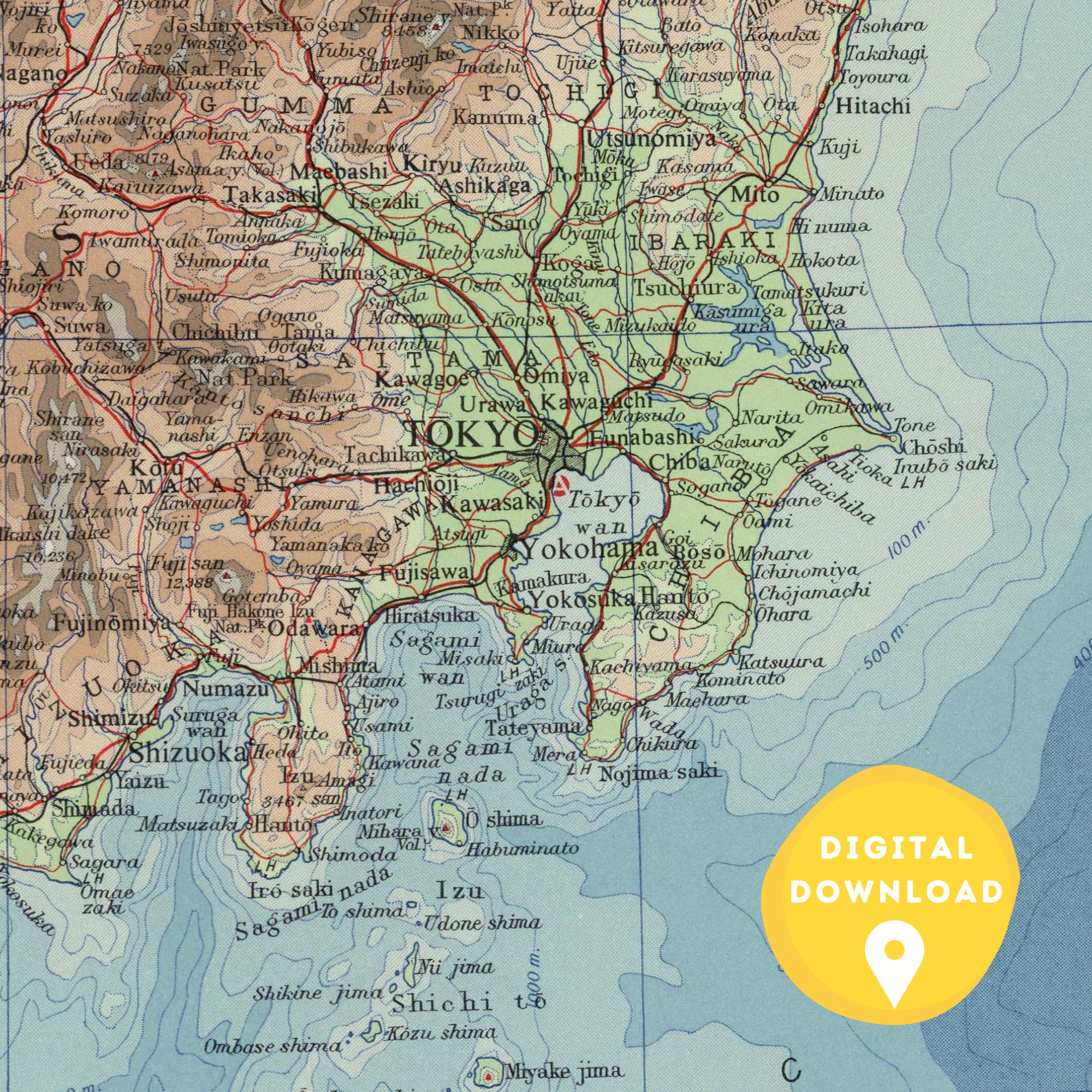 Vintage Japan Map Print: Detailed Japanese Cartography (digital ...