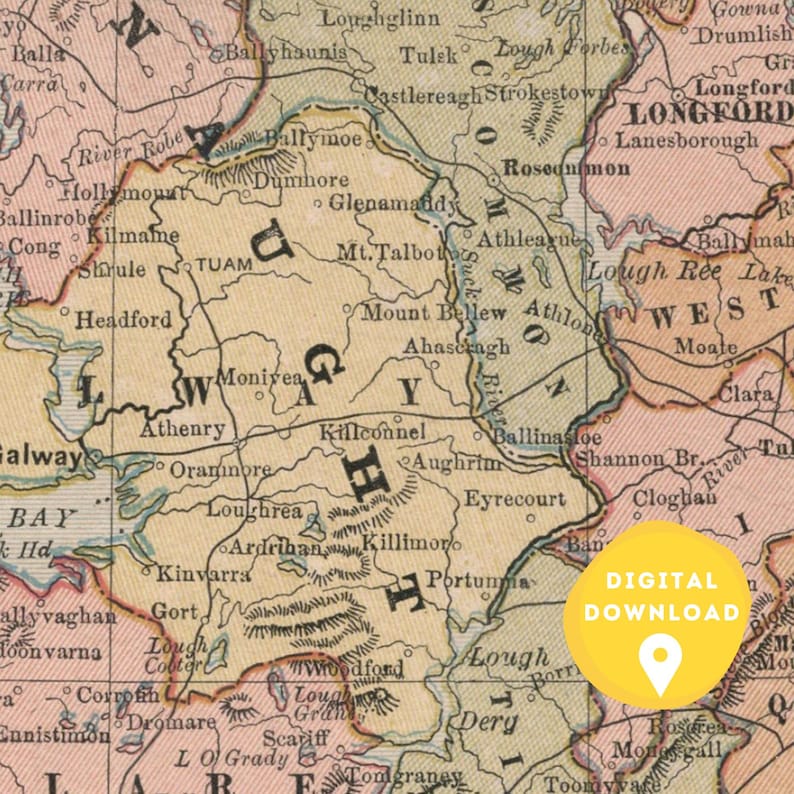 Map of Ireland, Printable Ireland Map, Ireland Map Poster, Ireland Map ...