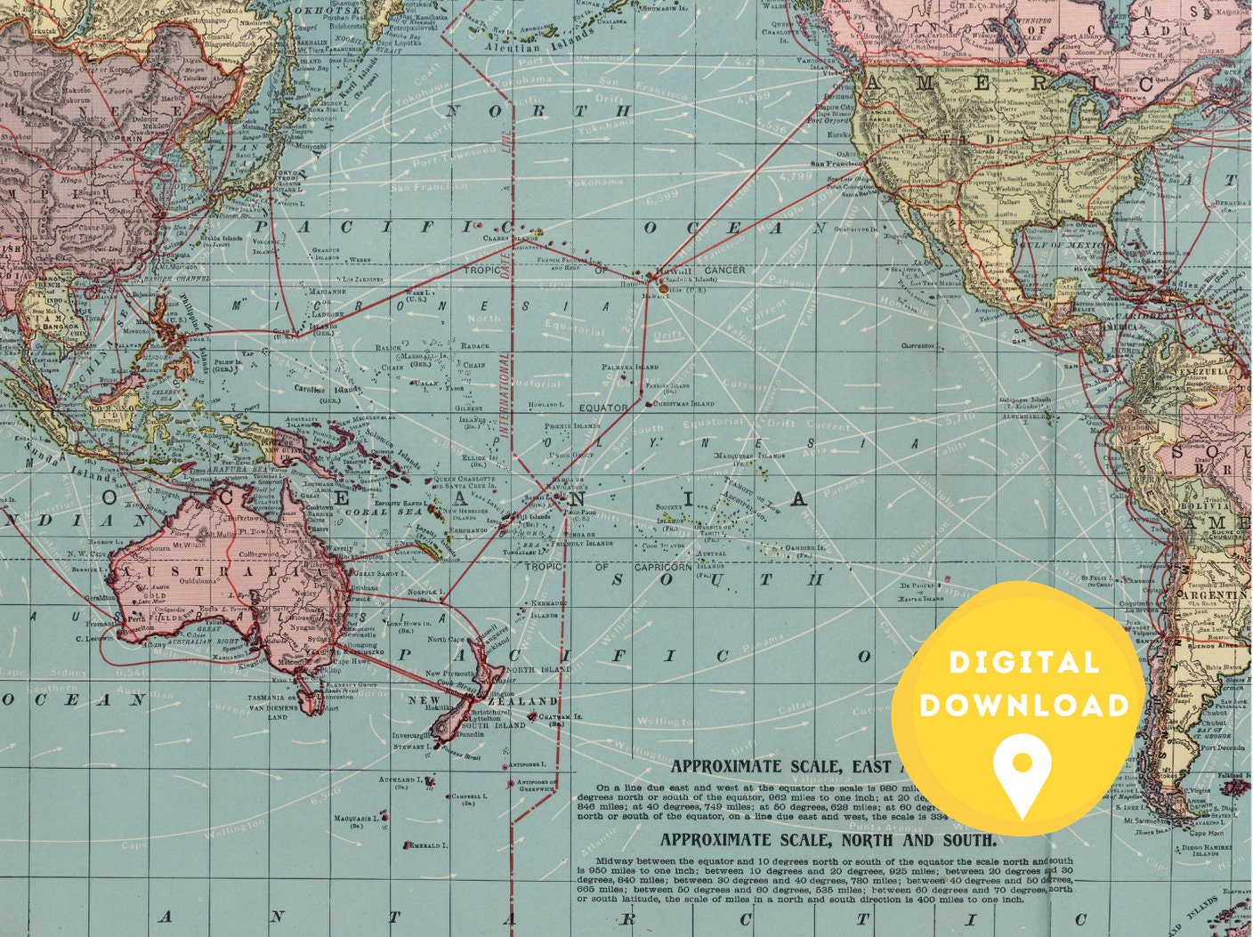 Antique World Map Print, 1912 Vintage Style (digital Download) - Etsy
