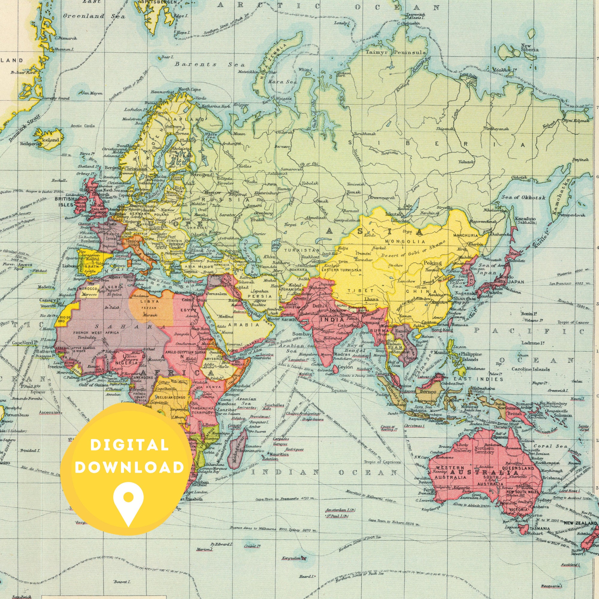 World Map Poster, World Atlas, Printable Map, World Map Countries ...