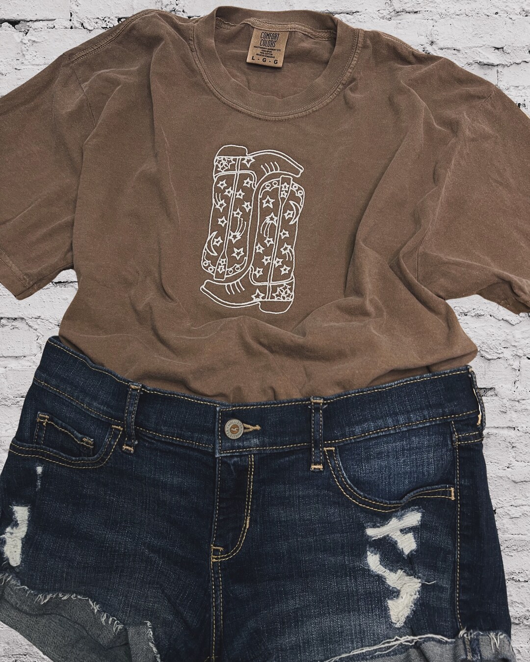 Cowboy Boots Embroidered T-shirt Comfort Colors Cowboy Boots Tshirt ...