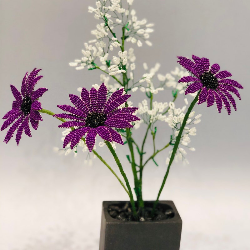 Purple Flower Beads - Etsy