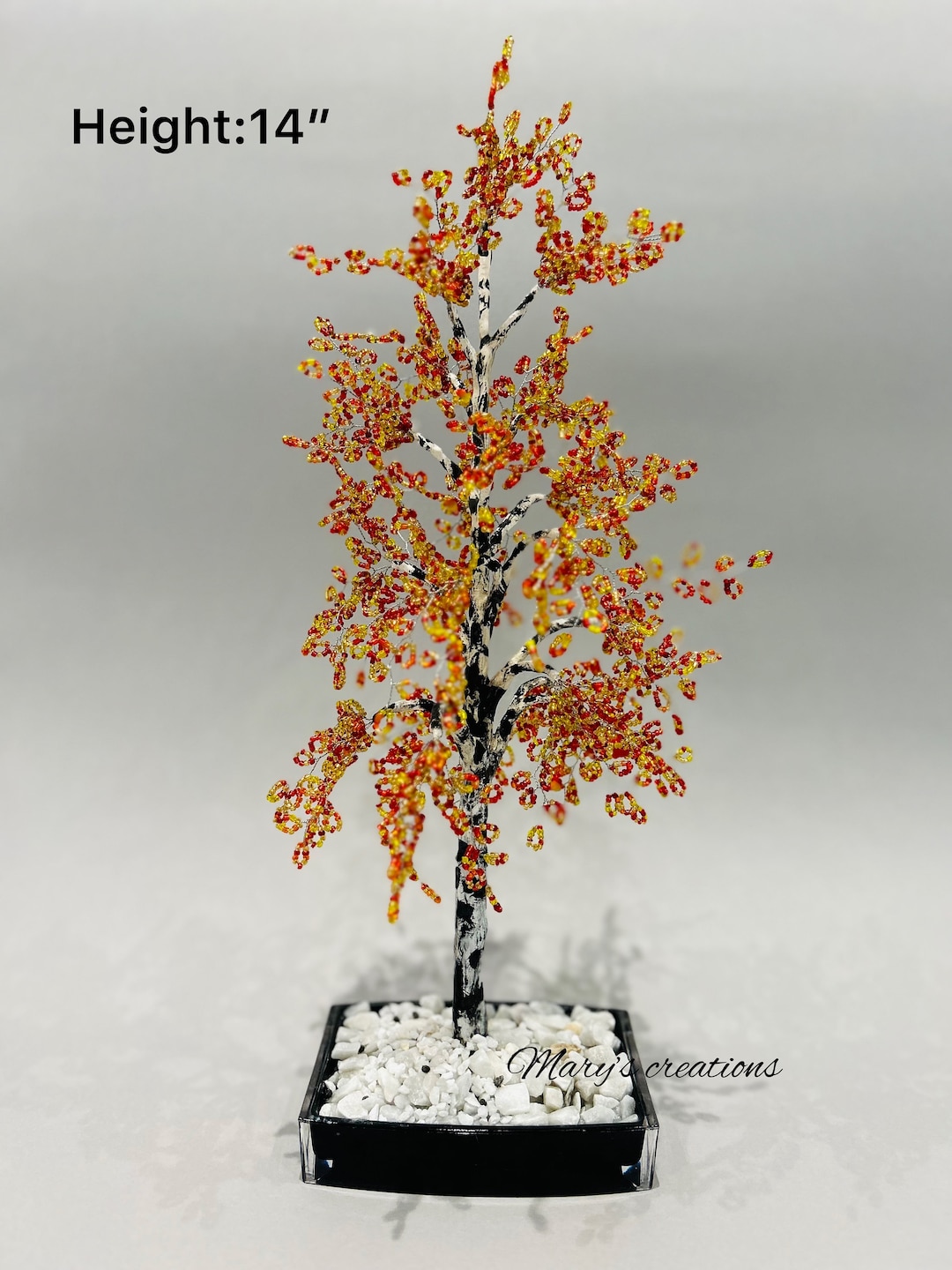 Autumn Birch, Beaded Birch, Beaded Gift, Beaded Tree, Artificial Trees ...