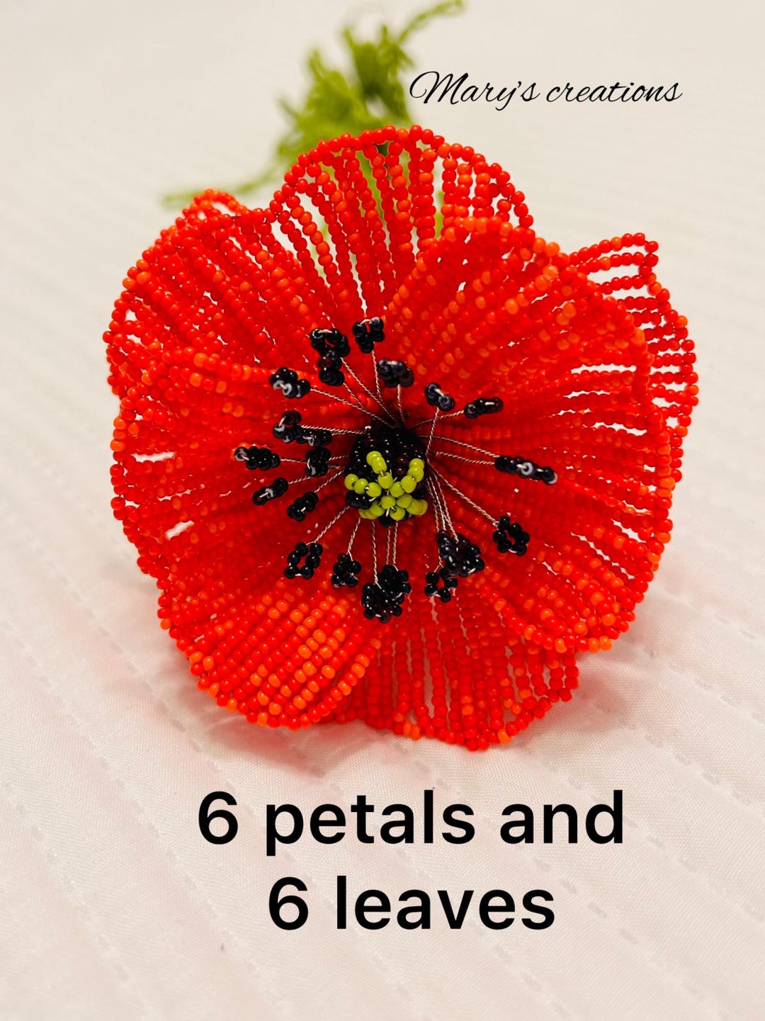 5 Poppies, Red Poppies,handmade Poppies,beaded Flowers,czech Beads ...