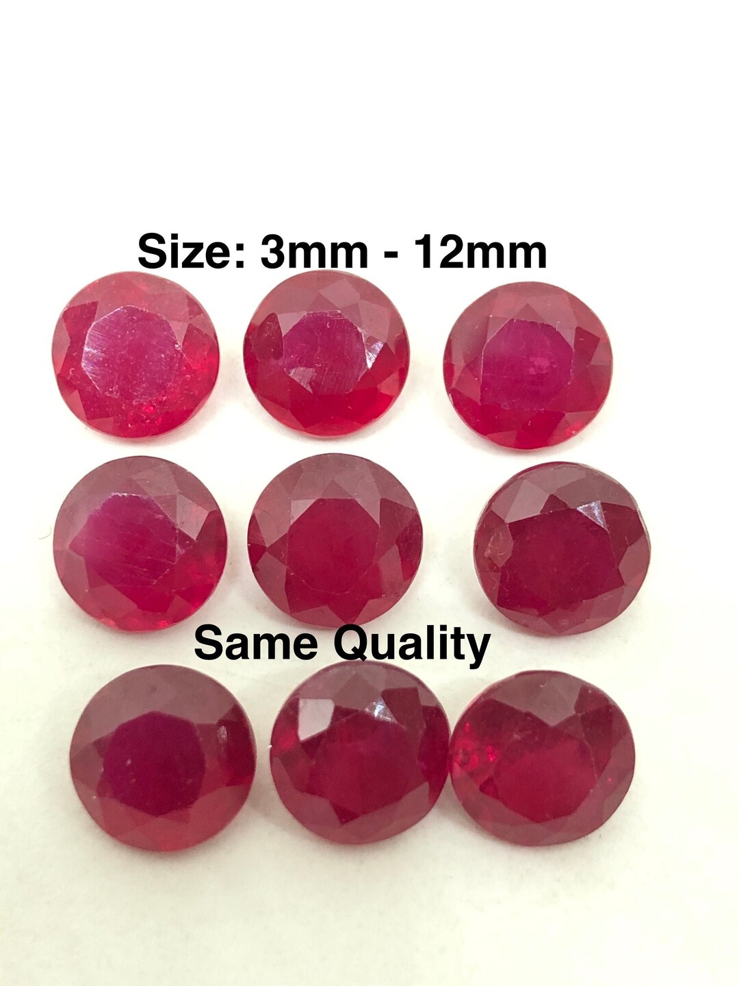 Red Ruby Round Shape Cut Faceted Loose Gemstone Size 2mm, 3mm, 4mm, 5mm ...