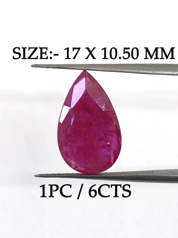 6.00 Ct Natural Ruby Pear Shape Size 17x10.5 Mm Cut Faceted - Etsy