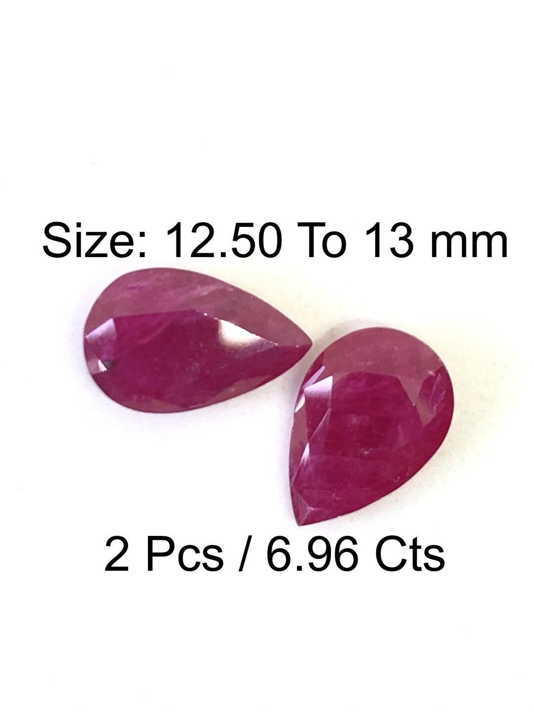 6.96 Ct Natural Pair Ruby Pear Shape Size 12.50 to 13 Mm Matching Color ...
