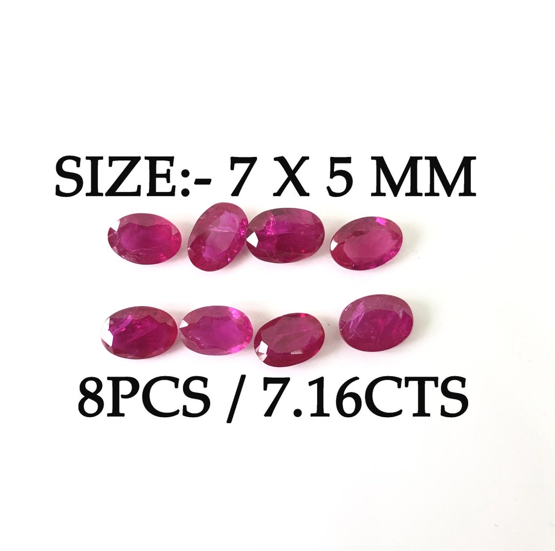 7.16 Ct Natural Luster Heated Ruby Oval Cut Faceted Size 7x5 Mm 8 ...