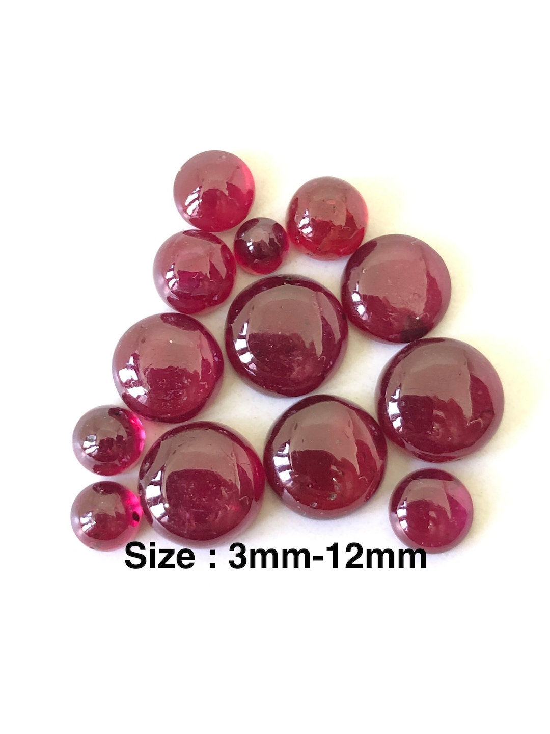 Red Ruby Round Cabochon Loose Gemstone Size 3mm, 4mm, 5mm, 6mm, 7mm ...