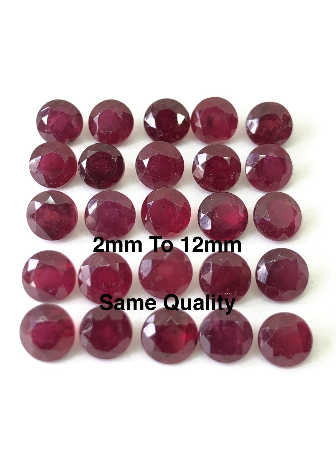 Red Ruby Round Shape Cut Faceted Loose Gemstone Size 2mm 3mm - Etsy